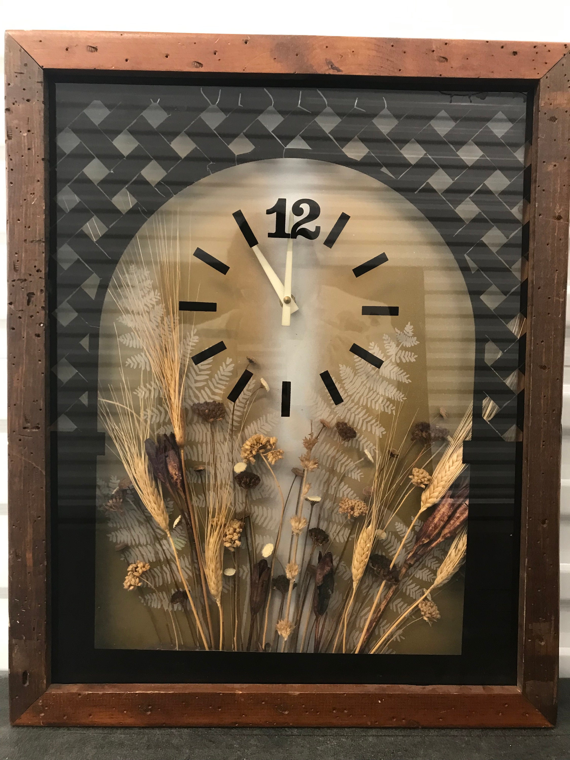 Vintage Shadow Box Clock With Dried Flowers Retro 60s 70s - Etsy