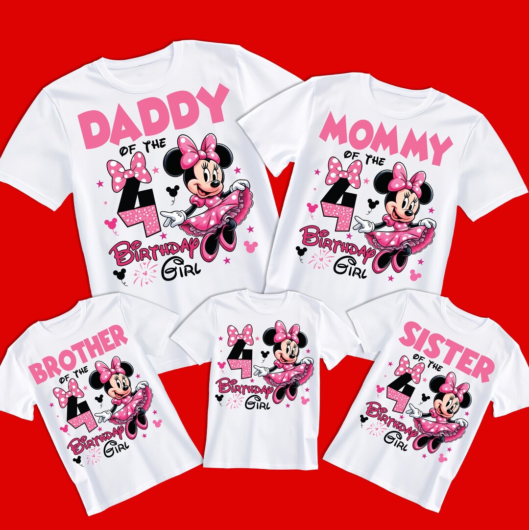 4th Birthday Girl Minnie Mouse Png, 2025 Family Matching Gifts, Daddy ...