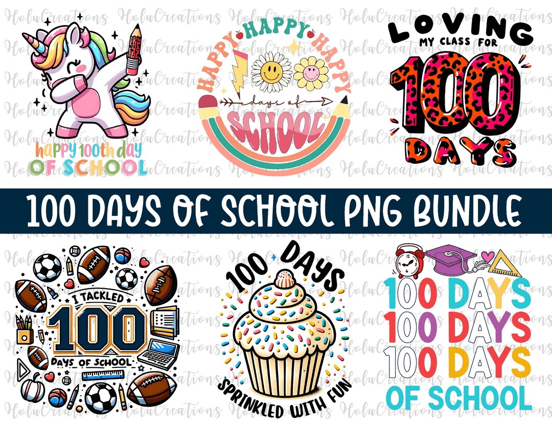 100 Day of School Bundle Png, 100 Days Smarter, School Svg, School ...