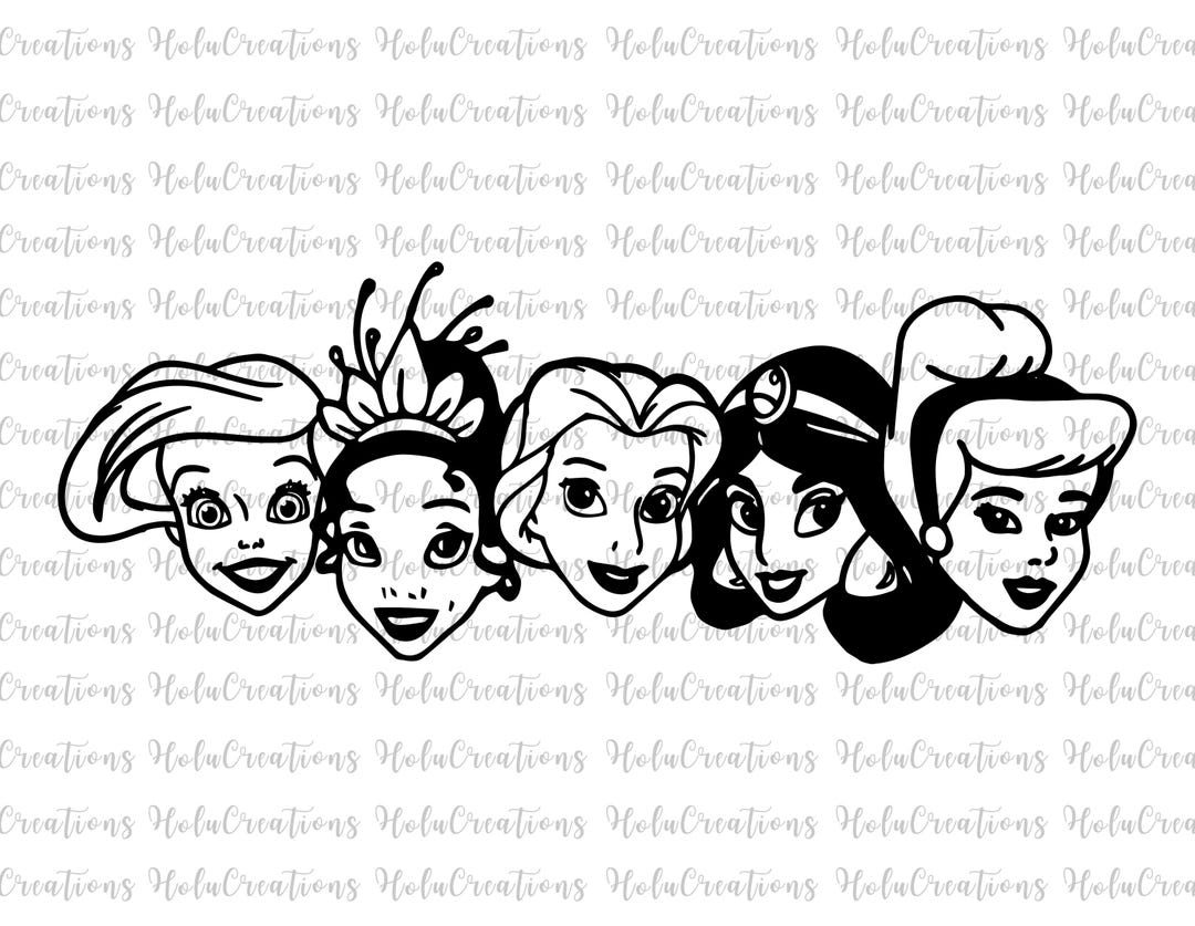Princesses Heads Svg Png, Family Vacation Trip Svg, Cricut, Silhouette ...