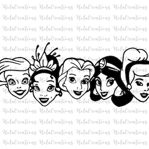 Princesses Heads Svg Png, Family Vacation Trip Svg, Cricut, Silhouette ...