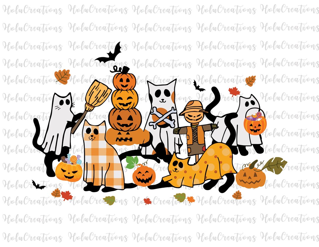 Black Cat Halloween Svg, Ghost Cat Png, Spooky Vibes Png, Halloween Cat ...