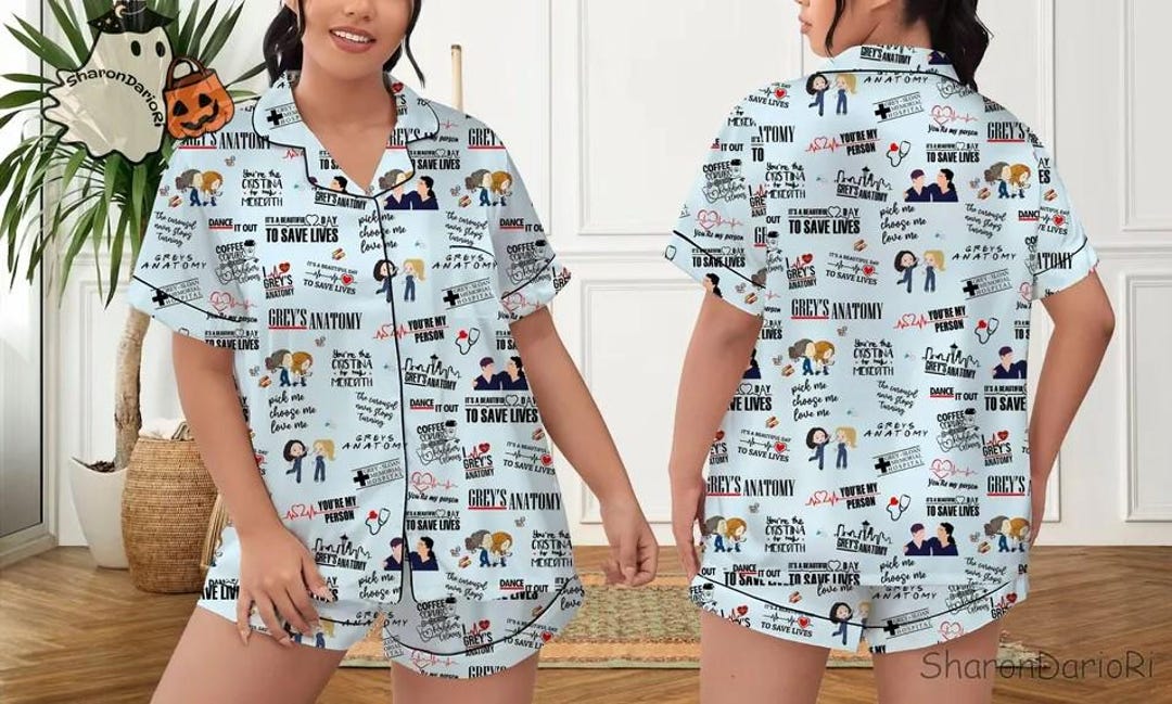 Grey's A Short Pajama Set – Doctor Theme Sleepwear - Etsy