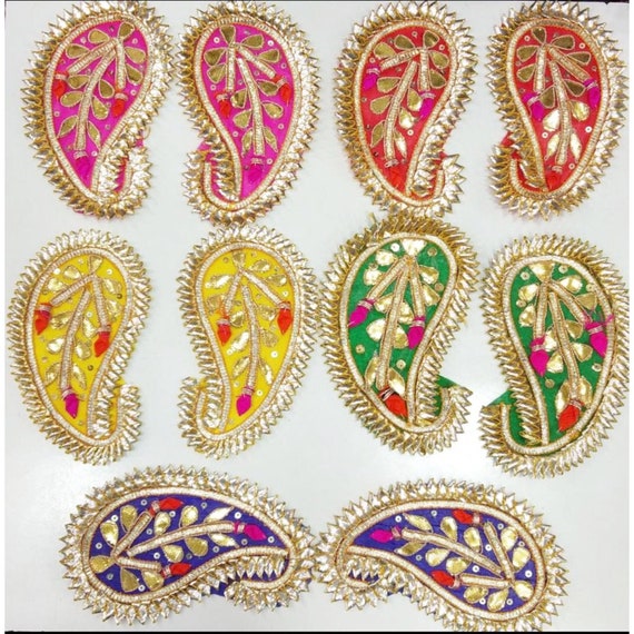 10 Pcs of Paisley Gota Patti Flower/ Gota Ribbon Patch/zardosi - Etsy