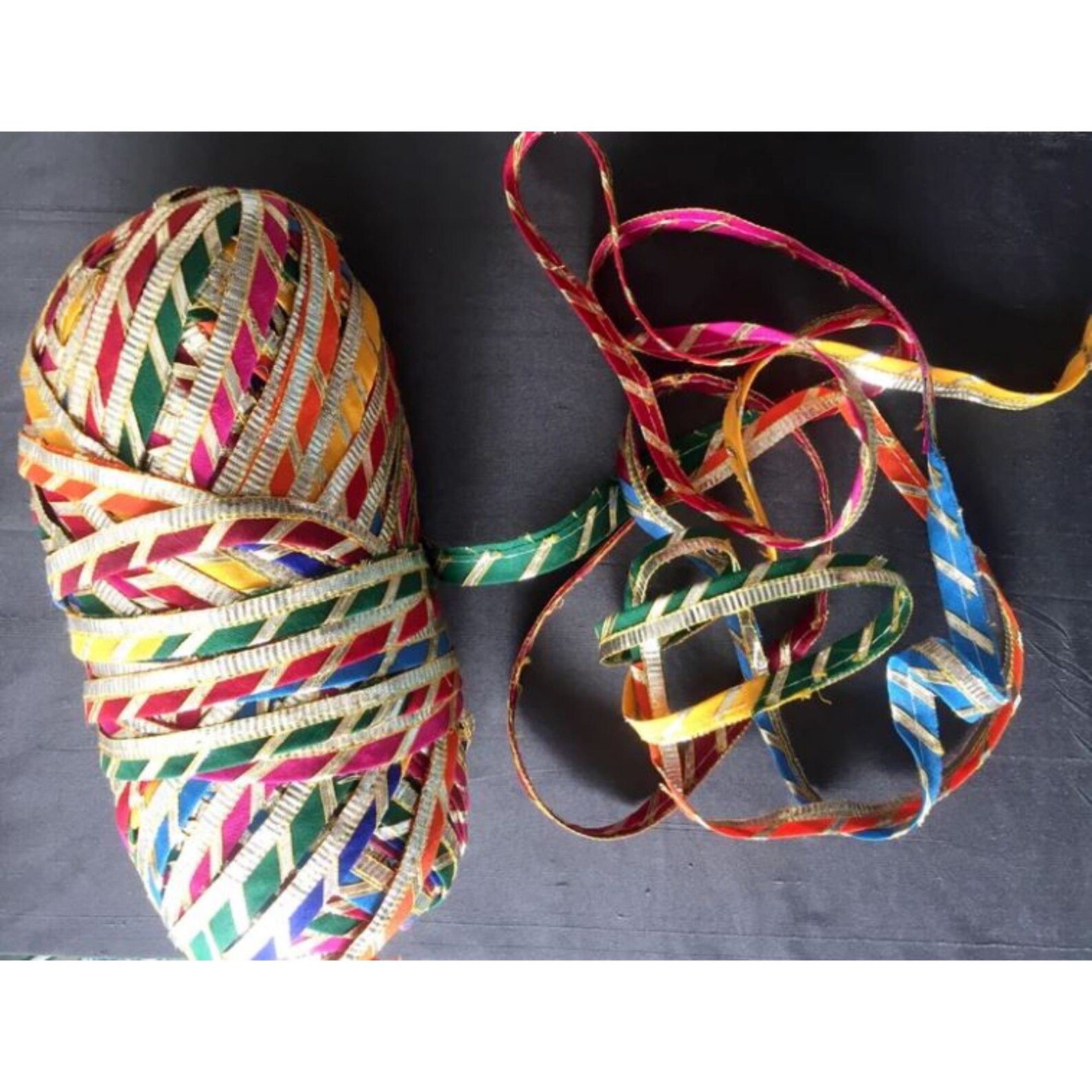 9 Yards Multi Colour Trim, Indian Multi-color Triangles Lace Trim With ...