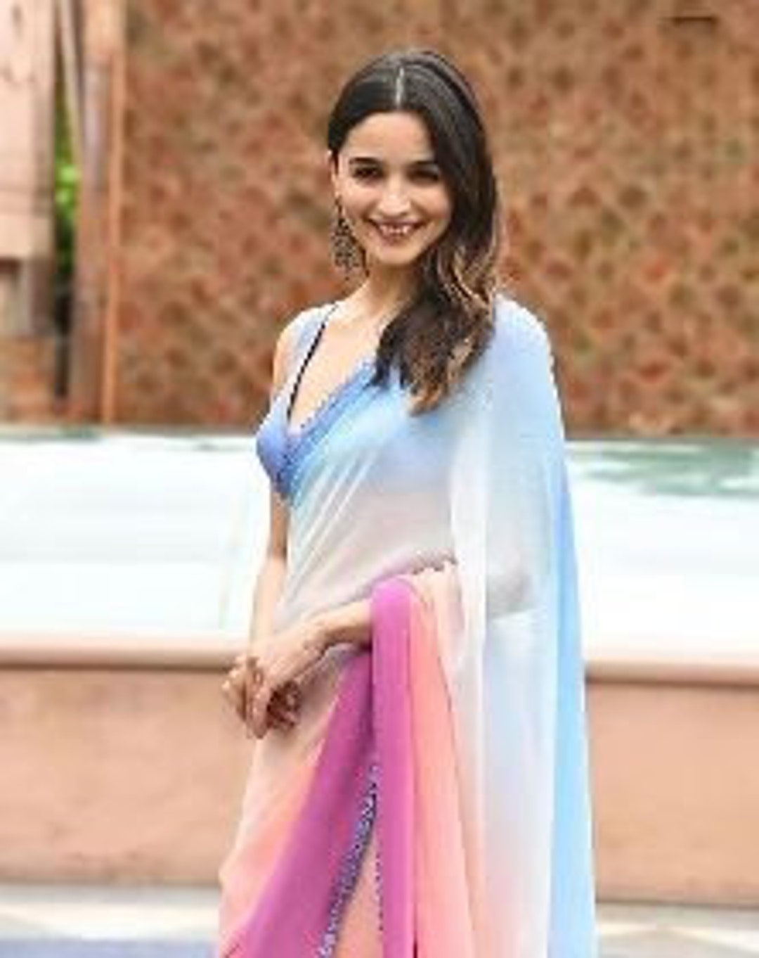 Alia Bhatt Saree, Ombre Georgette Saree, Pastle Colour Saree, Party ...