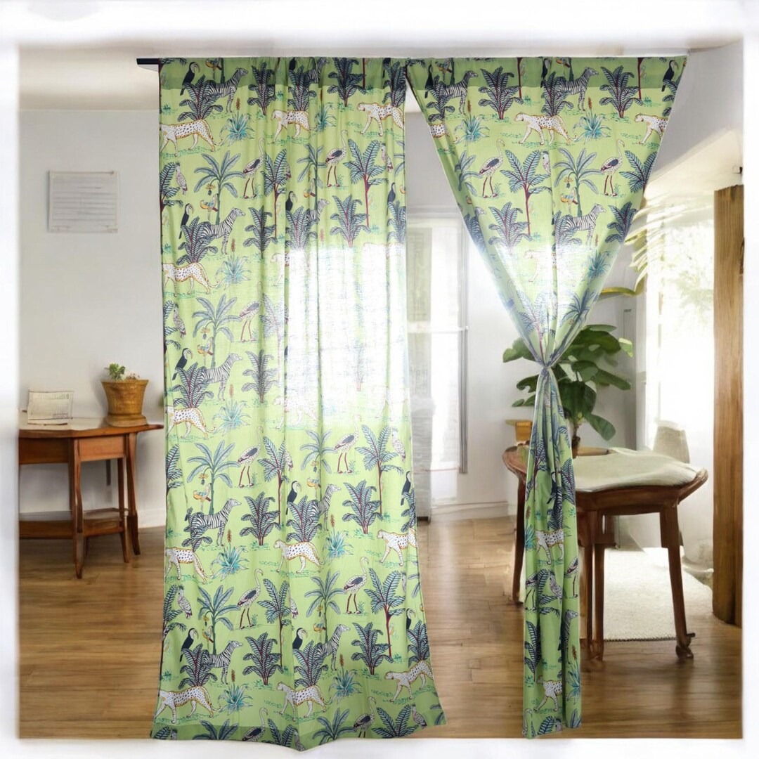 Jungle Curtain, Tropical Leopard Sheer Panel, Bright Curtain Can Be ...