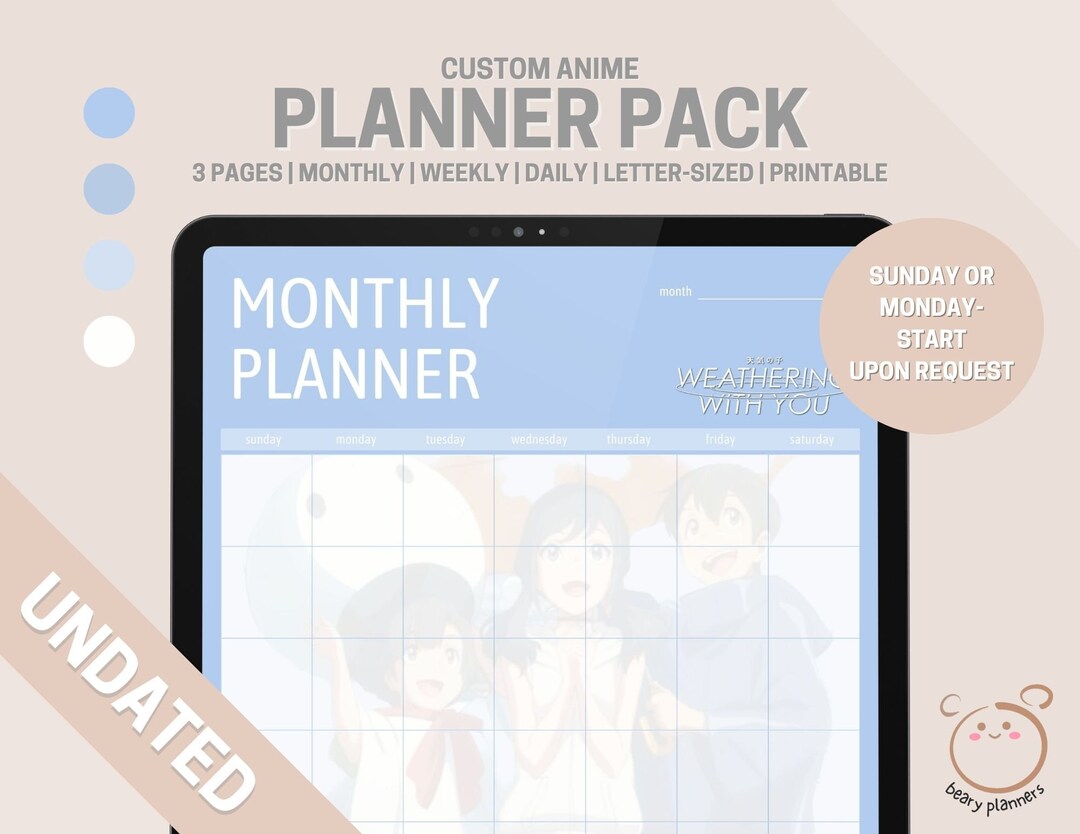 Custom Anime Planner Pack Daily Planner Weekly Planner - Etsy