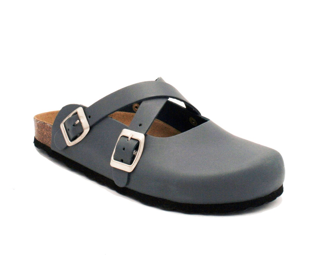 Oxygen Leather Footbed Clog London in Grey Blue - Etsy