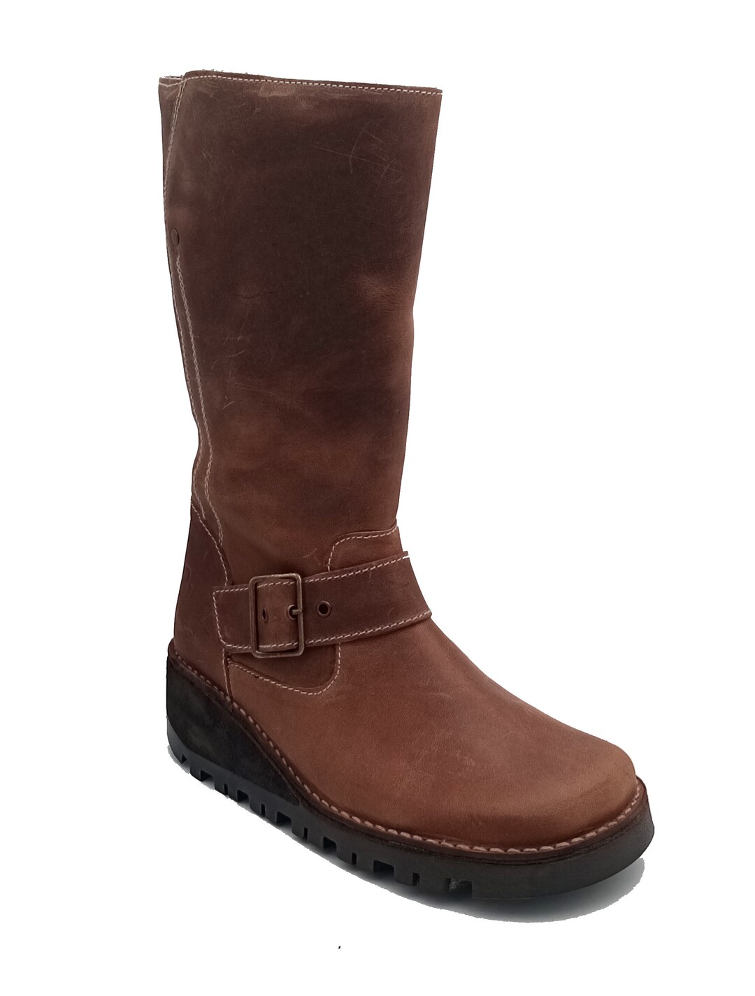 Oxygen Wedge Mid Calf Zip up Boot Danube Brown - Etsy