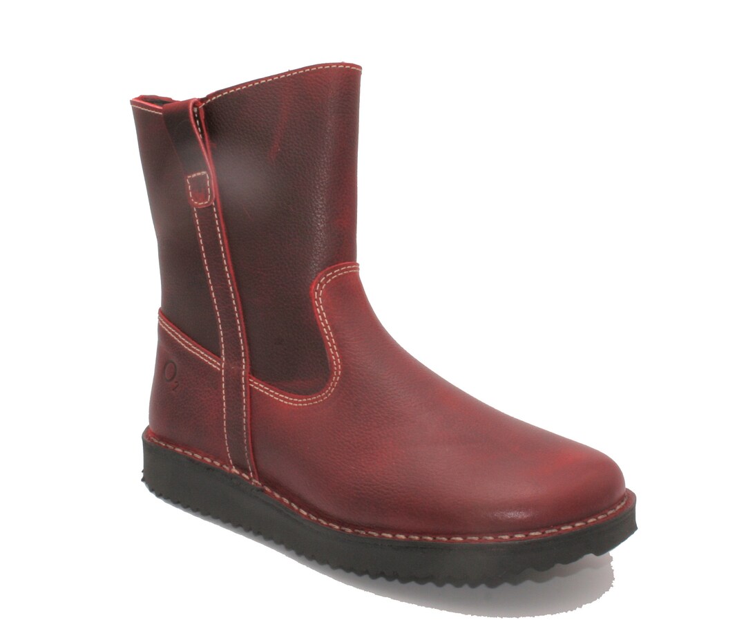 Oxygen Stitch Down Ankle Boot Kiel Red - Etsy