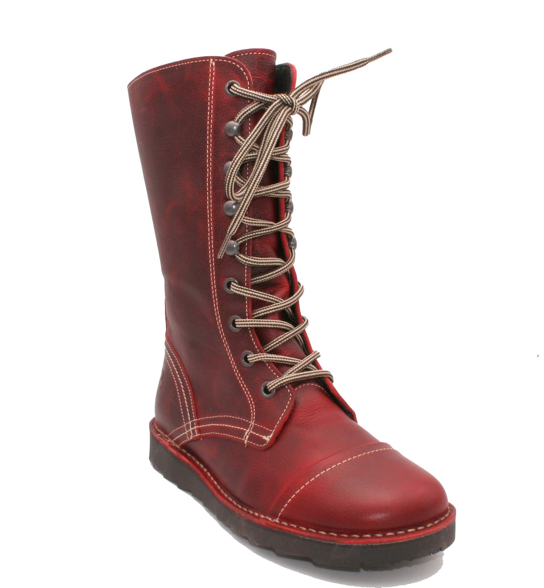 Oxygen Stitch Down Zip up Boot Taff Red - Etsy