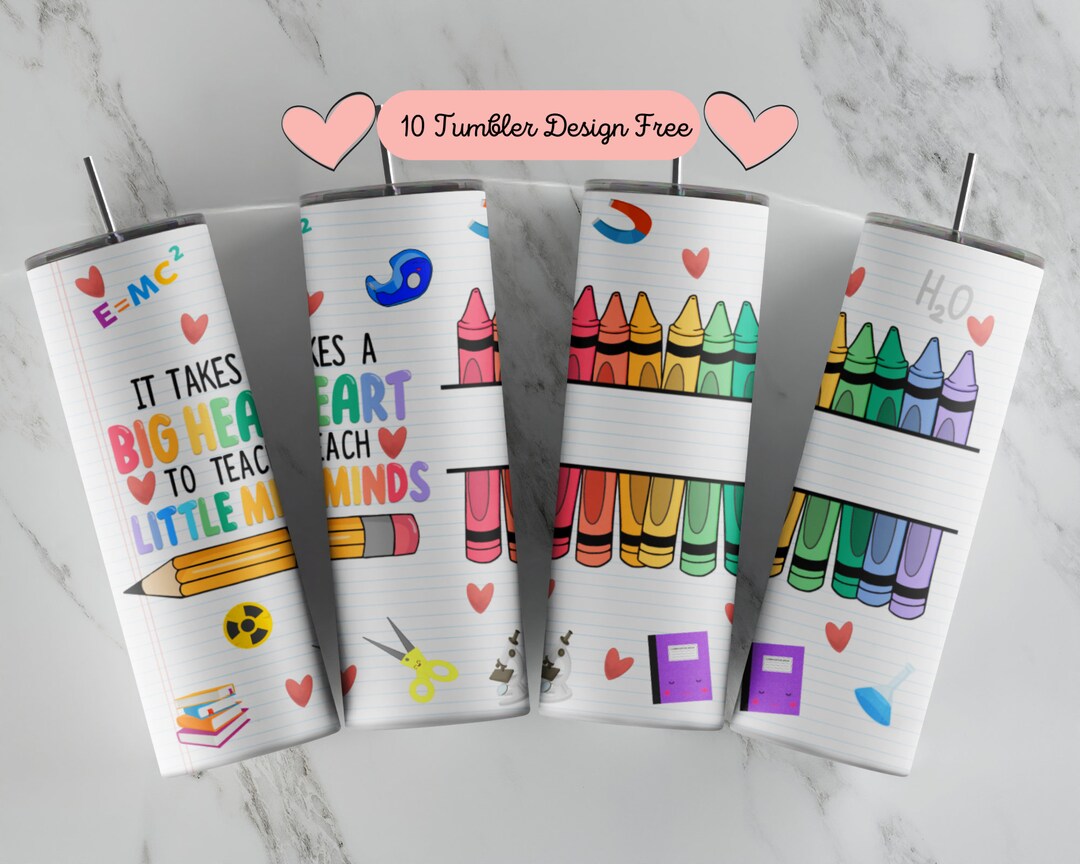 20 Oz Skinny Tumbler Rainbow Glitter Teacher Tumbler Big Heart to Teach ...