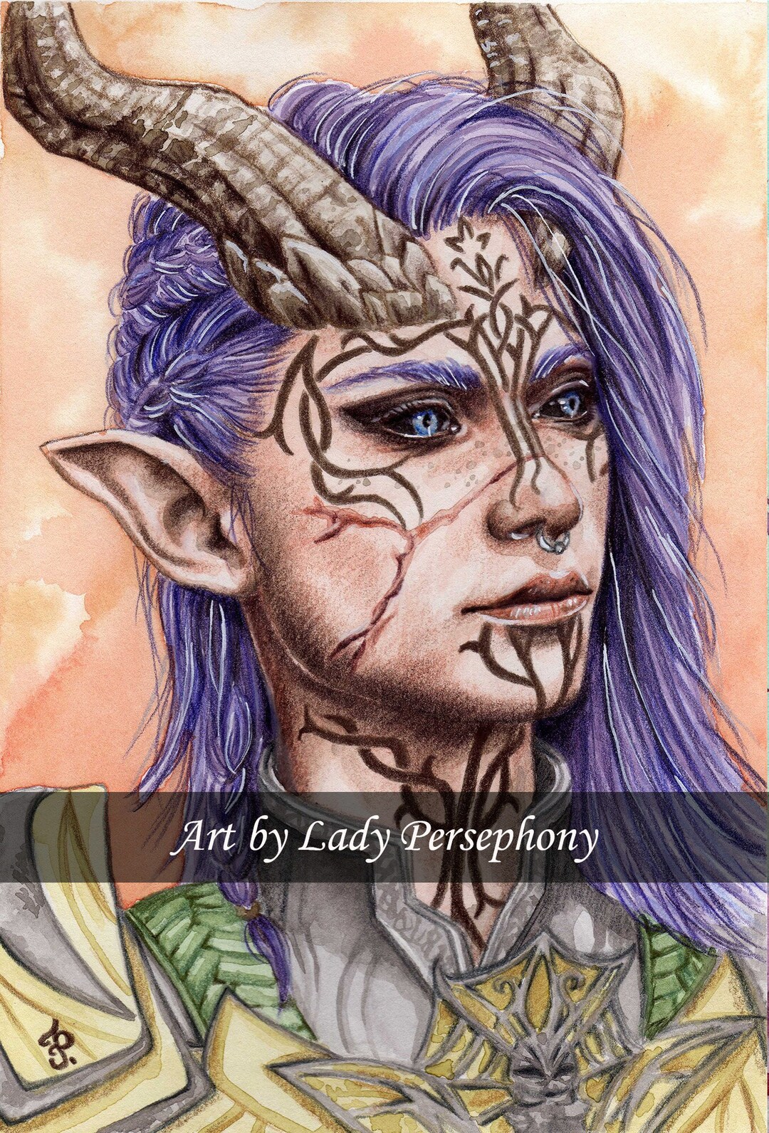 Zariel the Tiefling Art Print Watercolor Art, Painting, Drawing ...