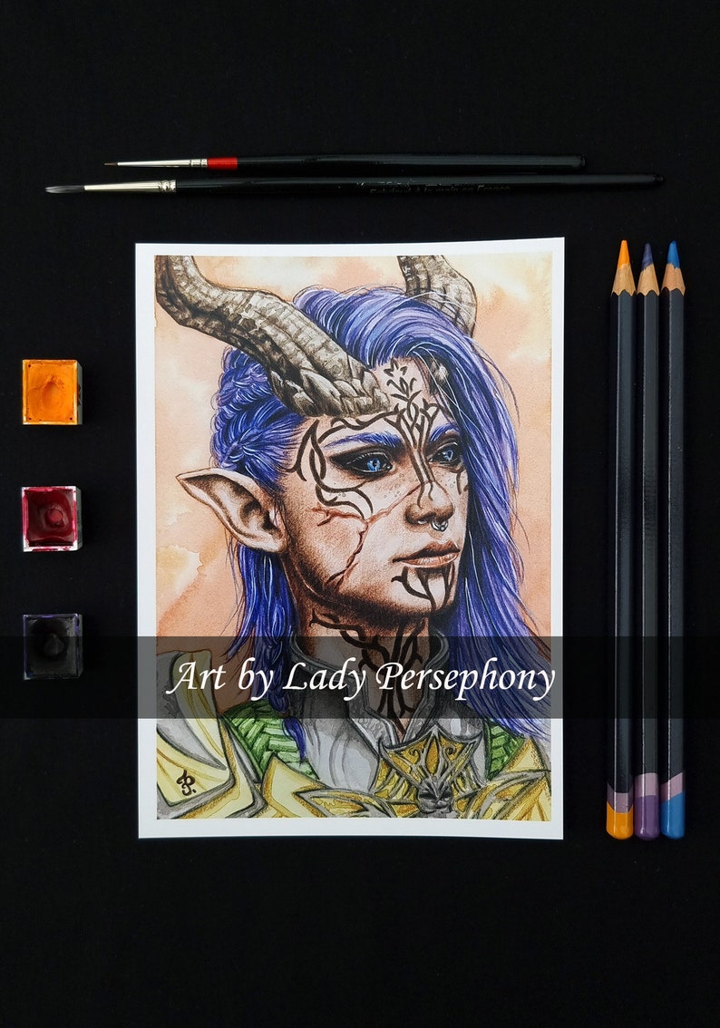 Zariel the Tiefling Art Print Watercolor Art, Painting, Drawing ...