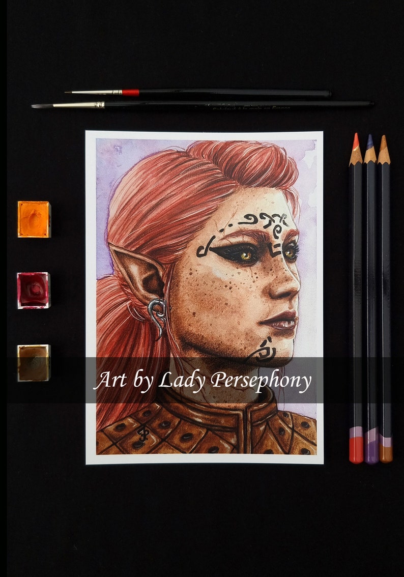 Saëryn the Half-elf Art Print Watercolor Art, Painting, Drawing ...