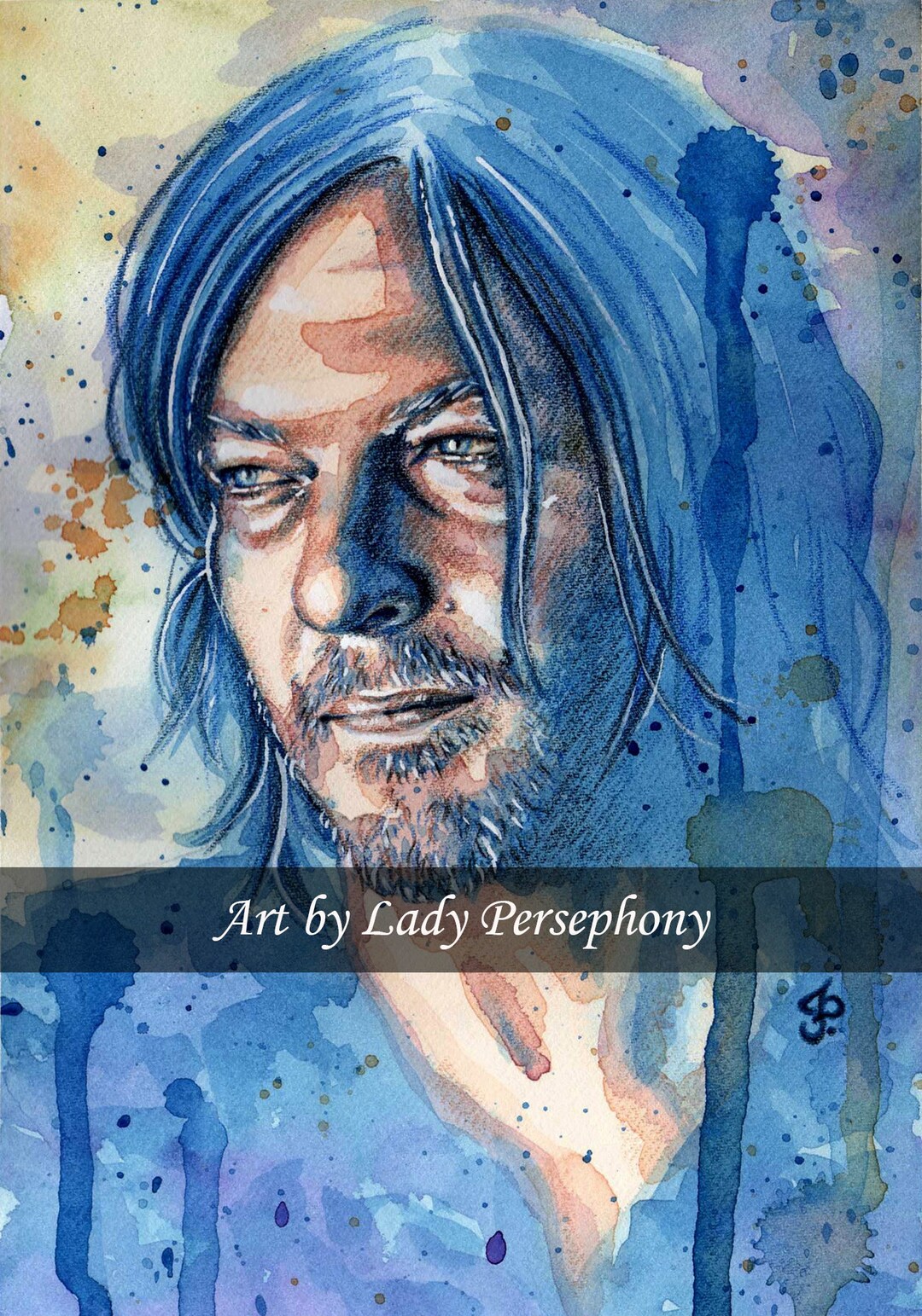 Norman Reedus Art Print Watercolor Art, Drawing, Fanart, Print - Etsy