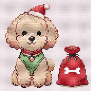 Santa Maltipoo Digital Cross-stitch Embroidery Pattern, PDF instant ...