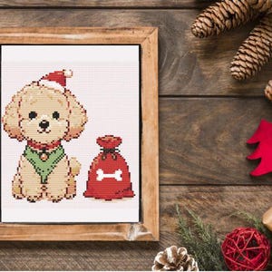 Santa Maltipoo Digital Cross-stitch Embroidery Pattern, PDF instant ...