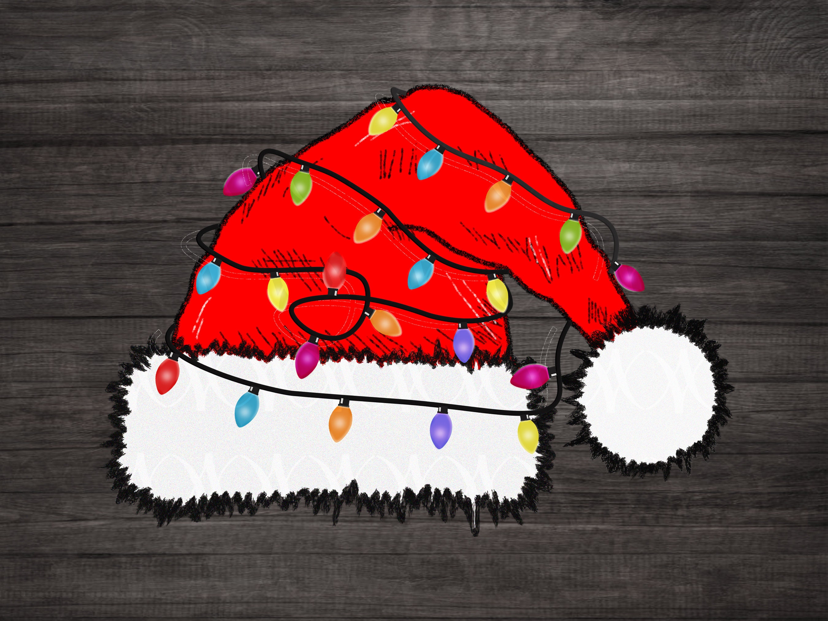 Red Santa Hat With Lights PNG - Sublimation Digital Download - Etsy