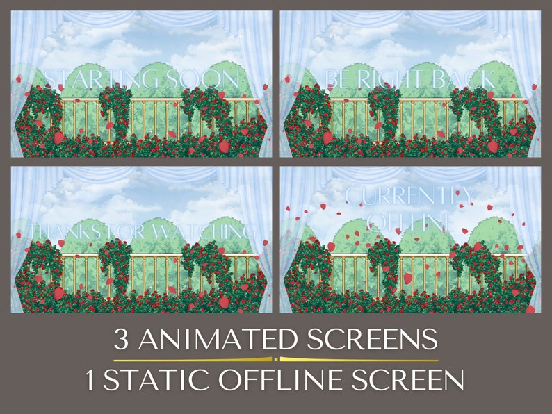 Animated Stream Pack Red Rose Garden Overlay Set for Livestreamer ...