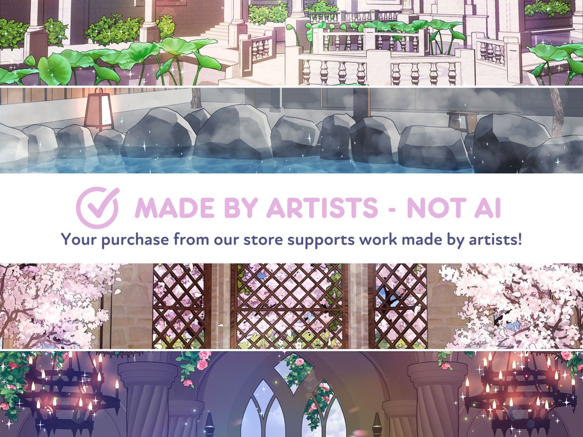 Background Pack | Vtuber Livestream Water Temple Static Background Set ...