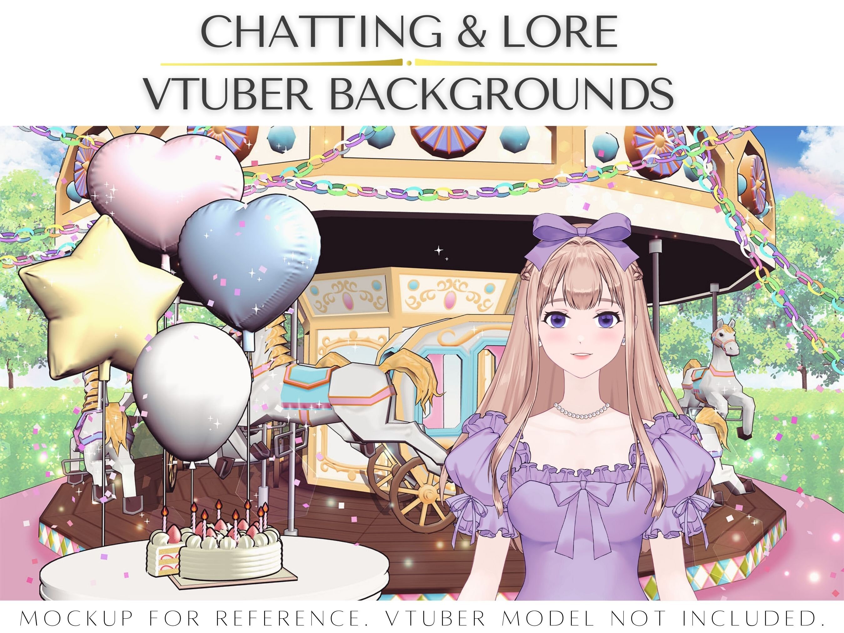 Background Pack Vtuber Livestream Cute Carousel and Party Set Static ...