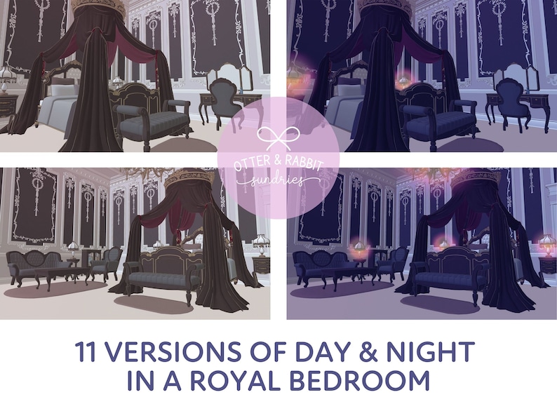 Background Pack | Vtuber Livestream Royal Black Bedroom Static ...