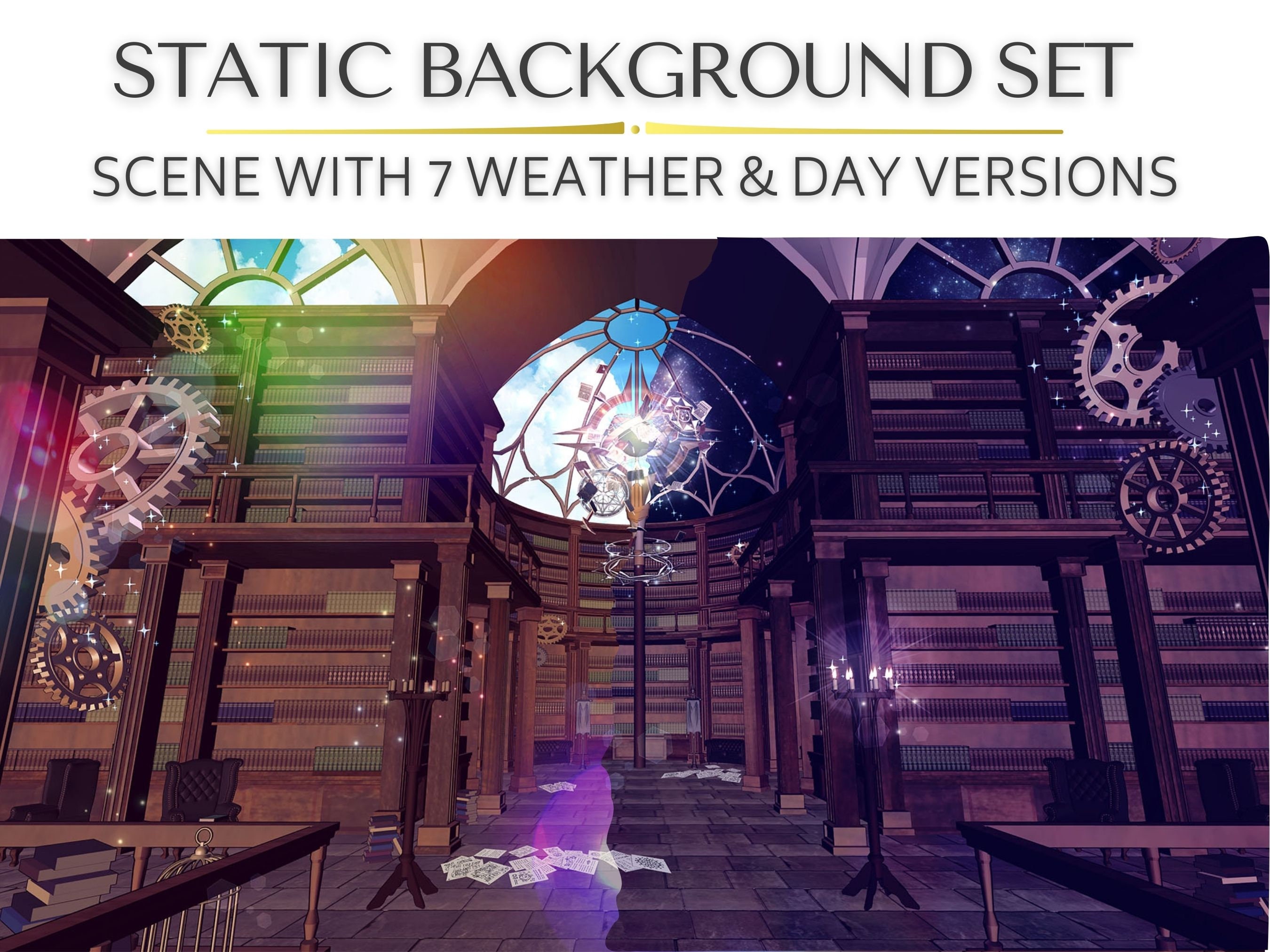 Background Pack Vtuber Livestream Magical Library Static - Etsy