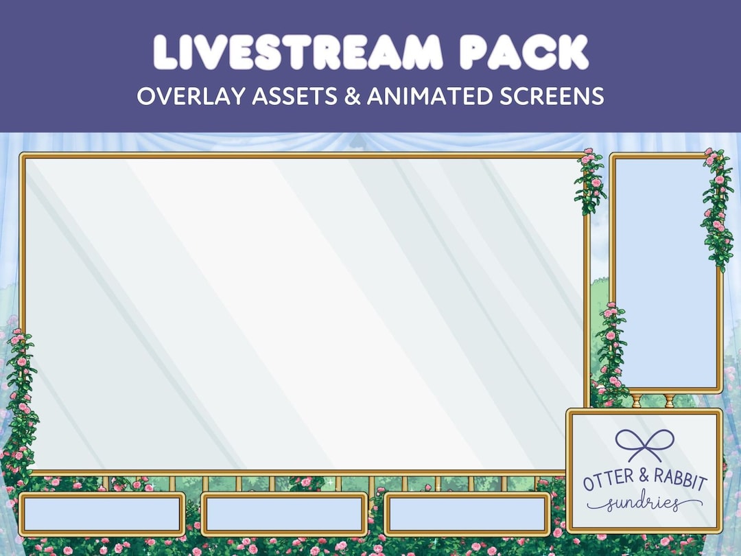 Animated Stream Pack | Pink Rose Garden Overlay Set for Livestreamer ...