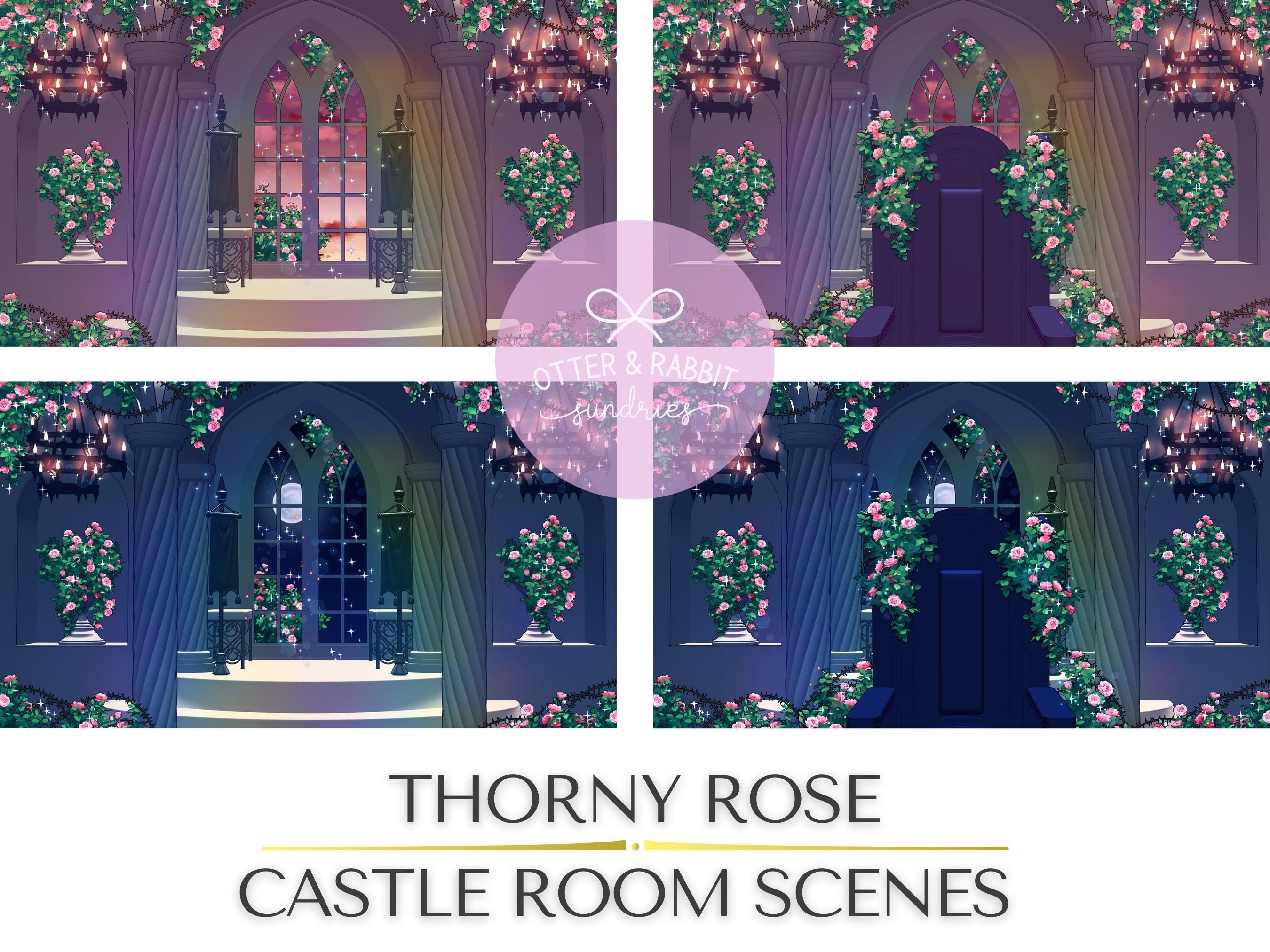 Background Pack Vtuber Livestream Thorny Rose Castle Room - Etsy