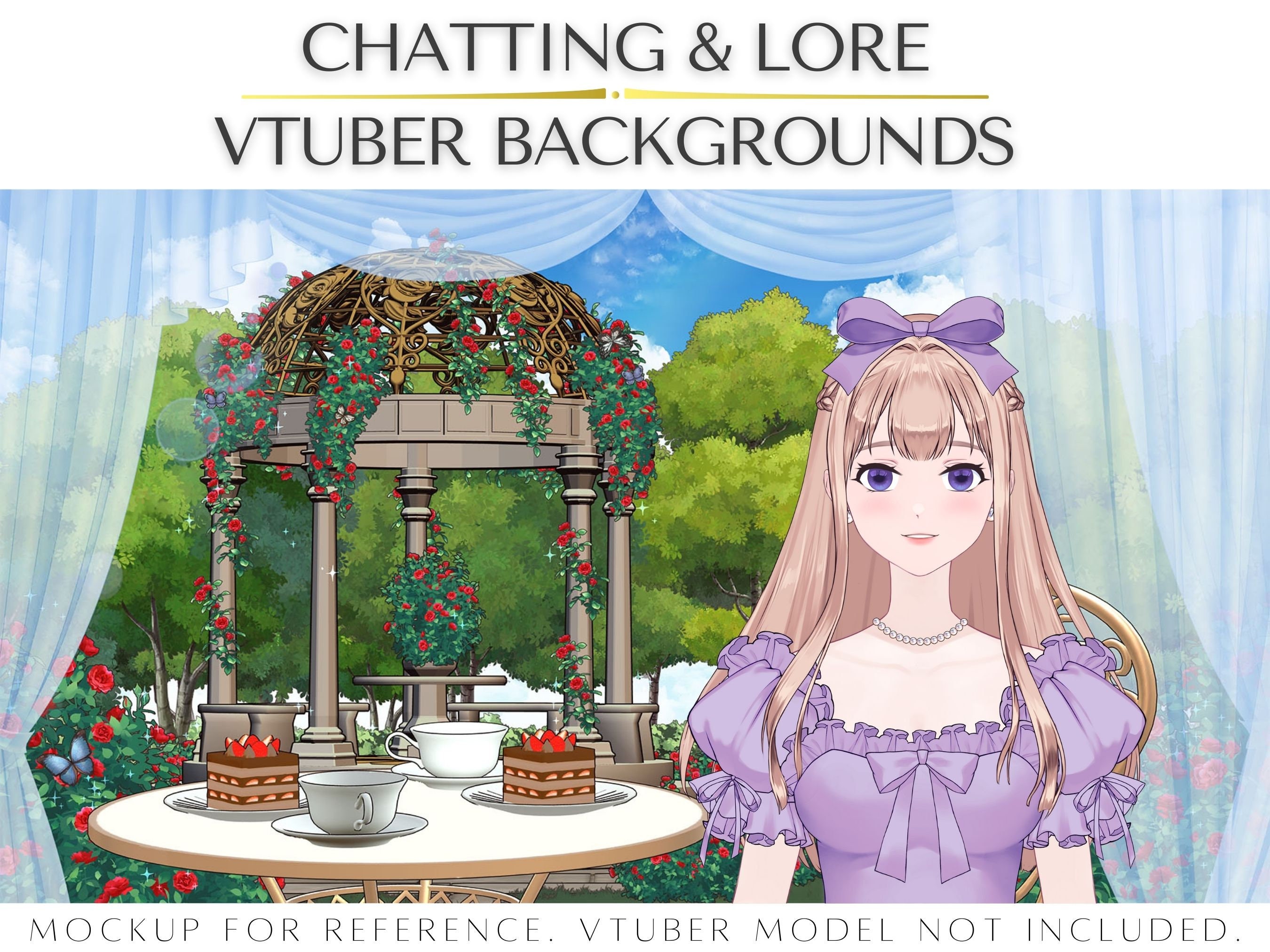 Background Pack Vtuber Livestream Gazebo Rose Garden and Tea - Etsy Canada