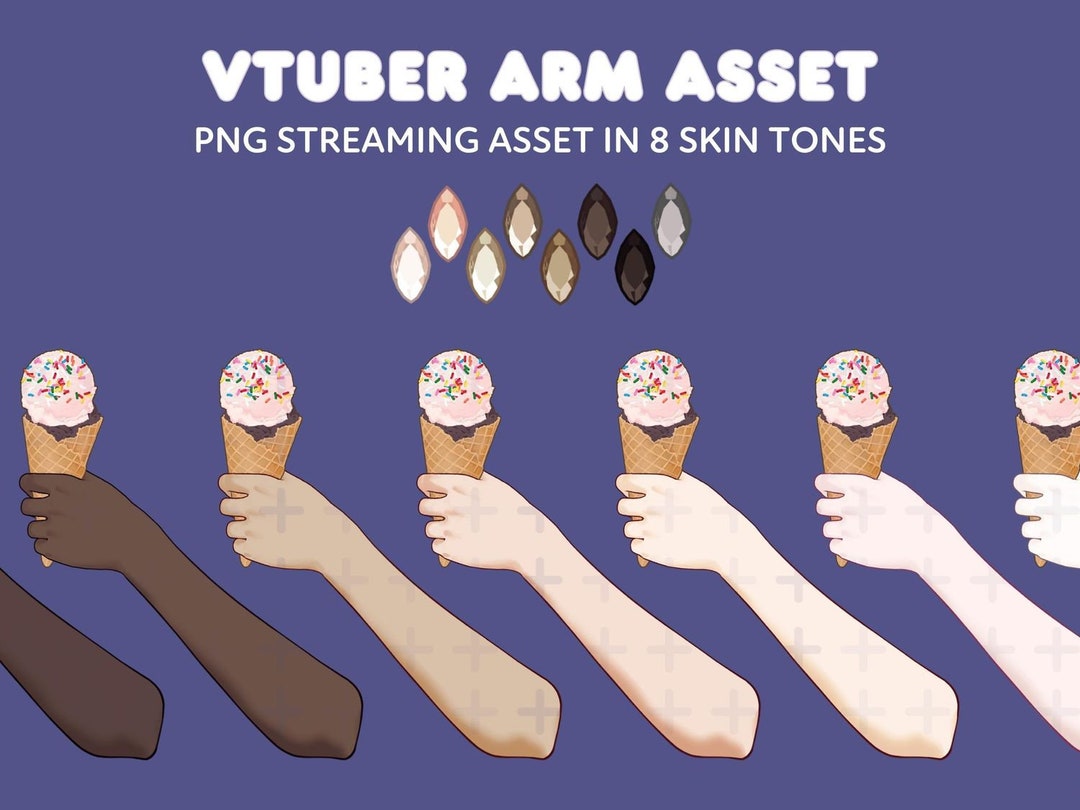 Vtuber Ice Cream Arm Asset | PNG in 8 Skin Tones (digital Download) - Etsy