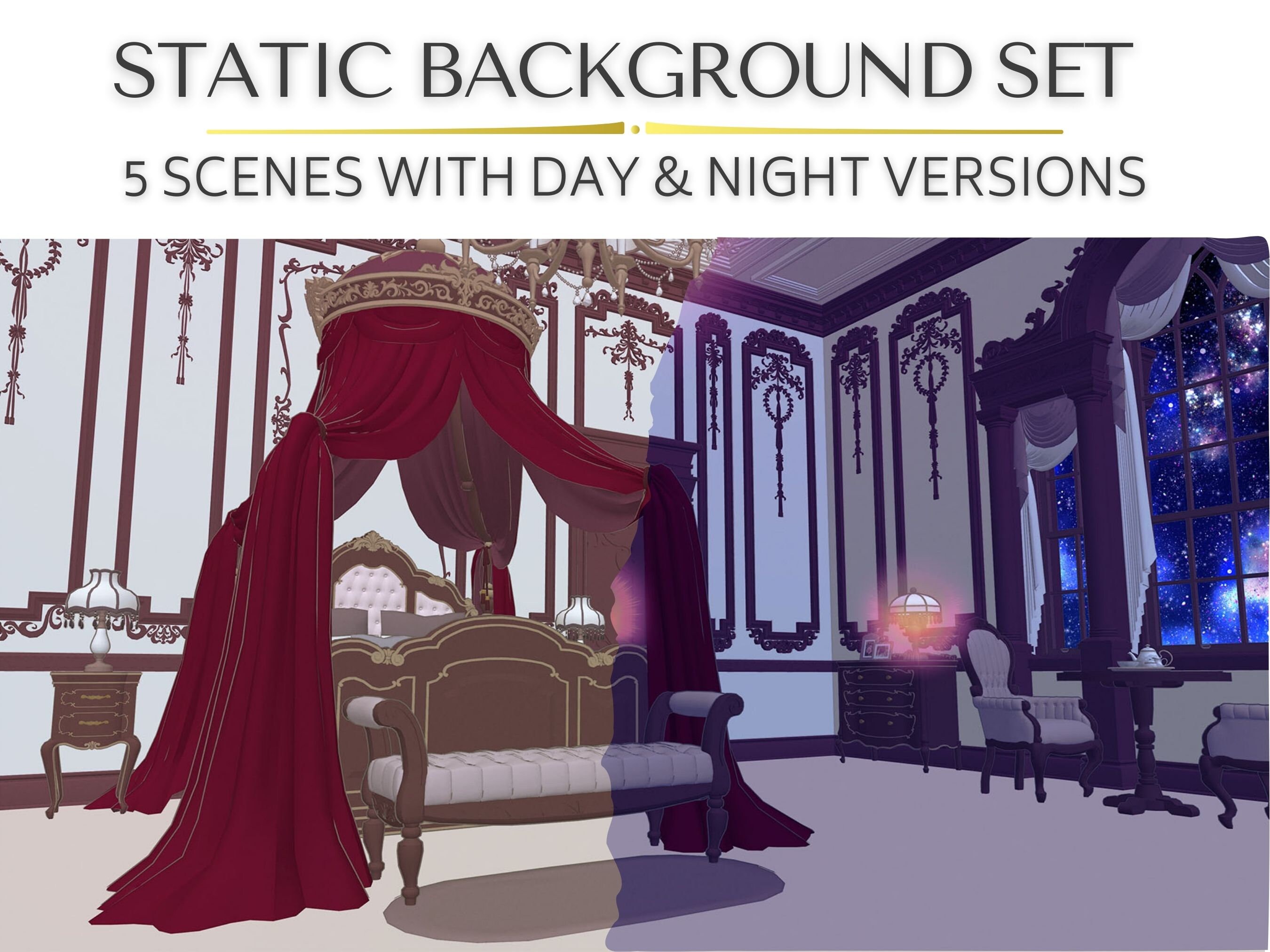 Background Pack Vtuber Livestream Royal Crimson Bedroom - Etsy