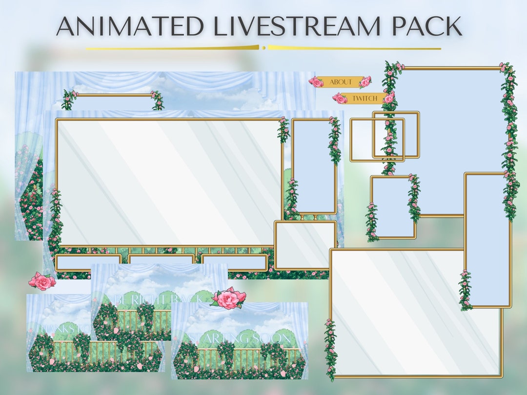 Animated Stream Pack Pink Rose Garden Overlay Set for - Etsy