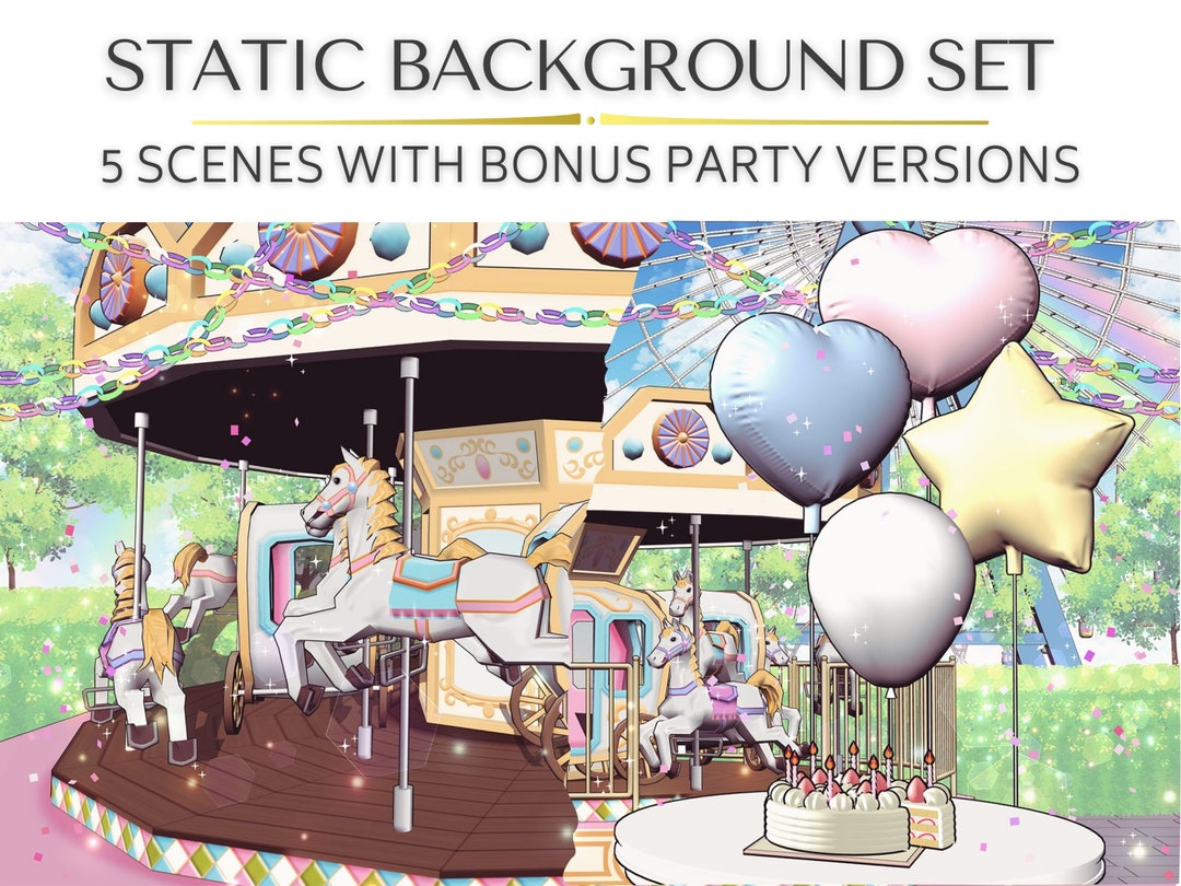 Background Pack | Vtuber Livestream Cute Carousel and Party Set Static Background Set - Etsy