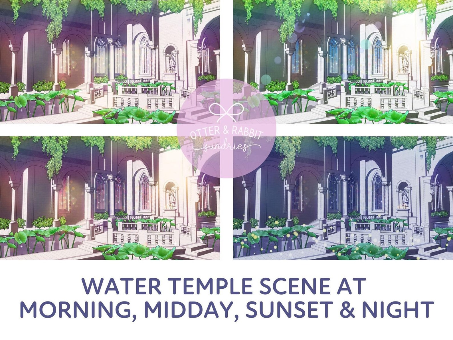 Background Pack | Vtuber Livestream Water Temple Static Background Set ...