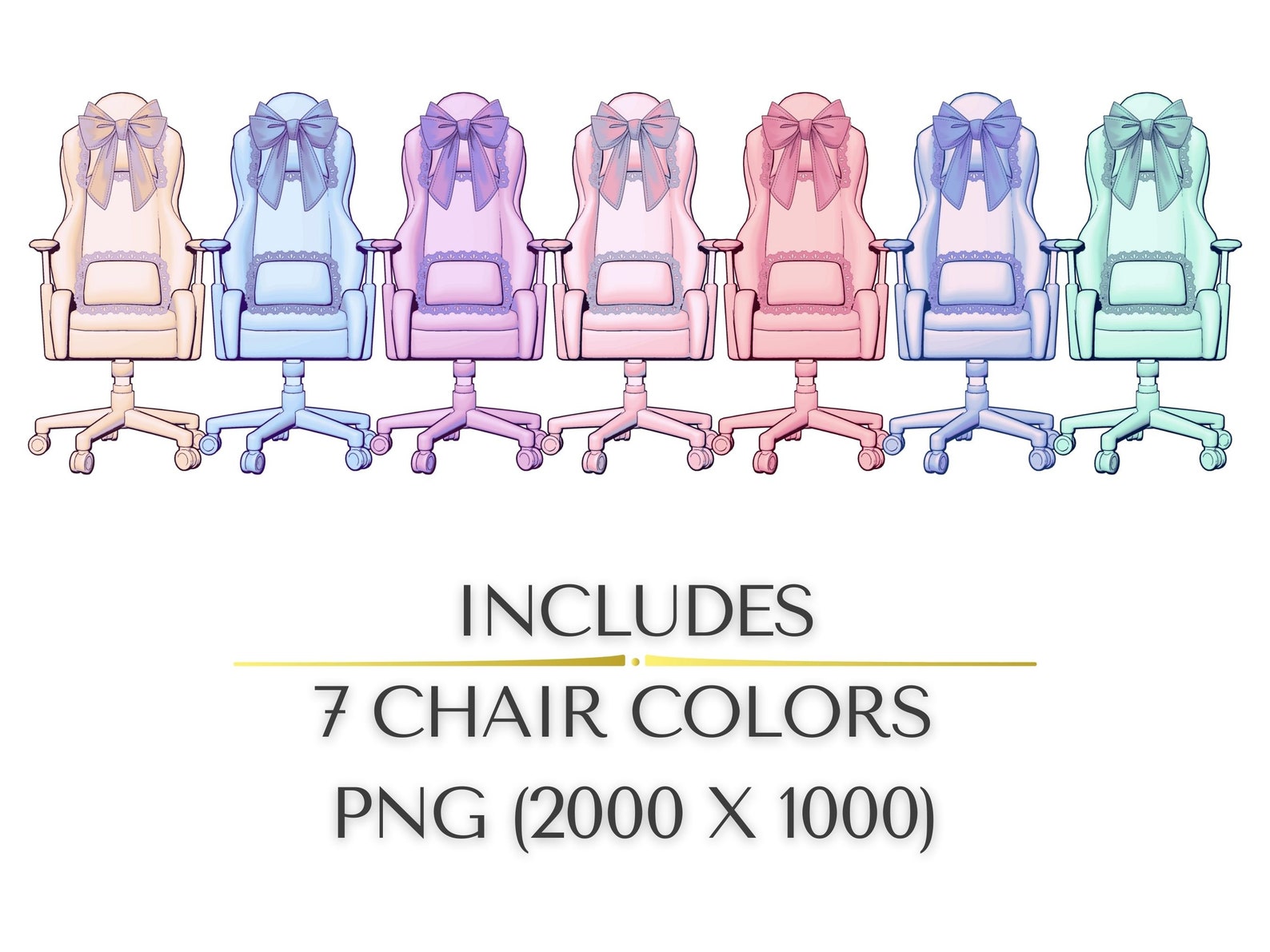 Vtuber Chair Pack Cute PNG Gaming Chair 7 Color Set for - Etsy