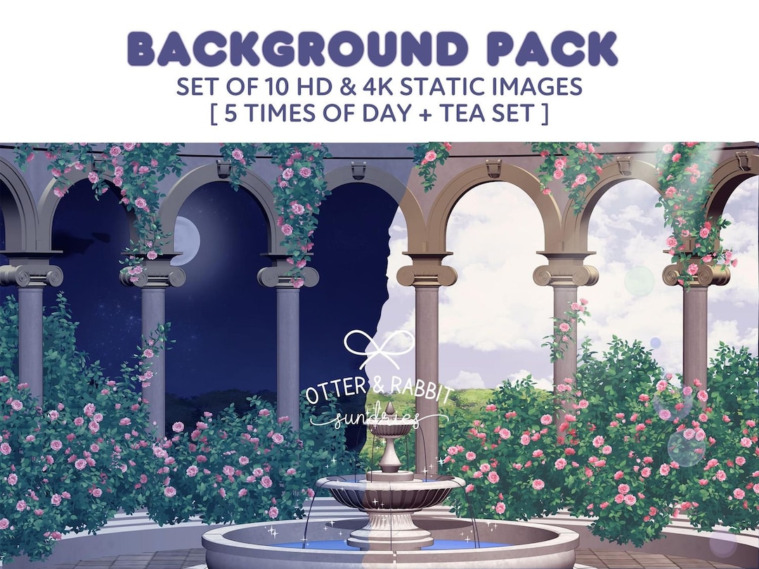 Background Pack Vtuber Livestream Rose Garden and Tea Set - Etsy