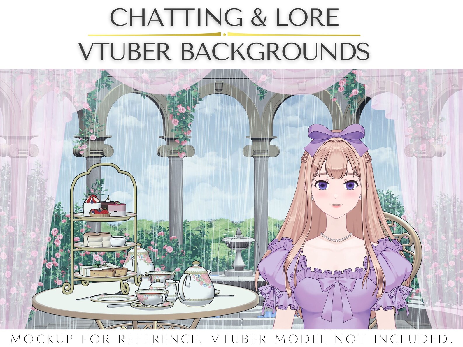 Background Pack Vtuber Livestream Rose Garden and Tea Set - Etsy