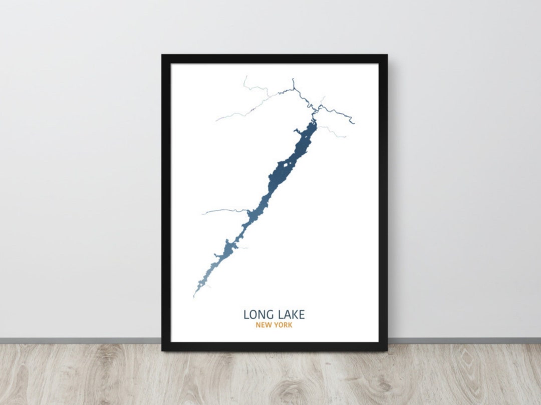 Long Lake Print Adirondack Park, New York State Park, Lake Map Art, ADK ...