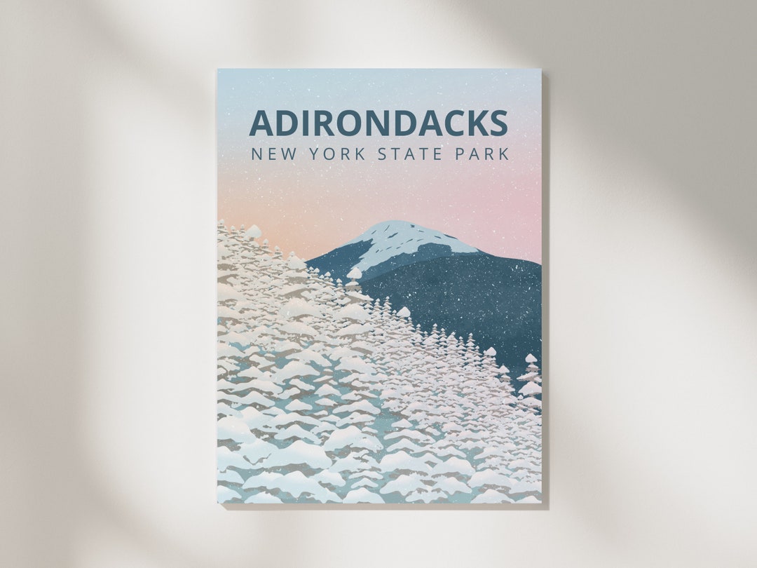 Adirondack Winter High Peaks Print Adirondack Mountains Travel Poster ...