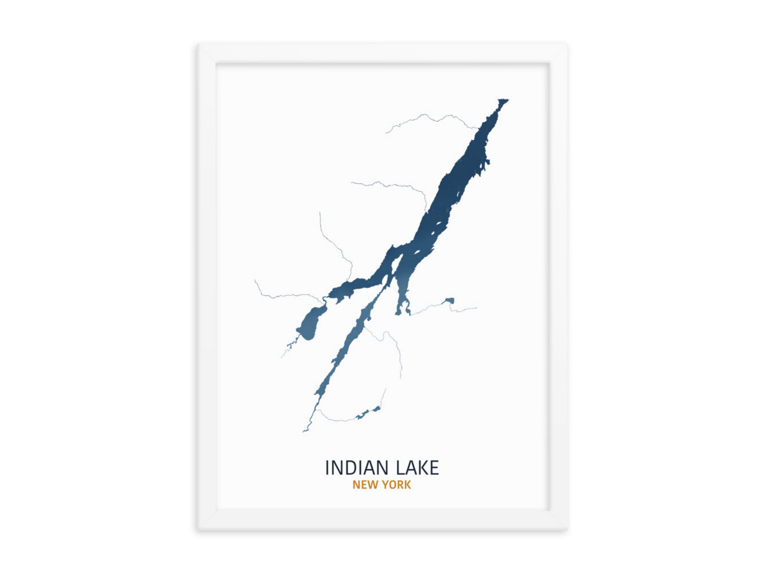 Indian Lake Poster Adirondack Park, New York State Park, Lake Map Art ...