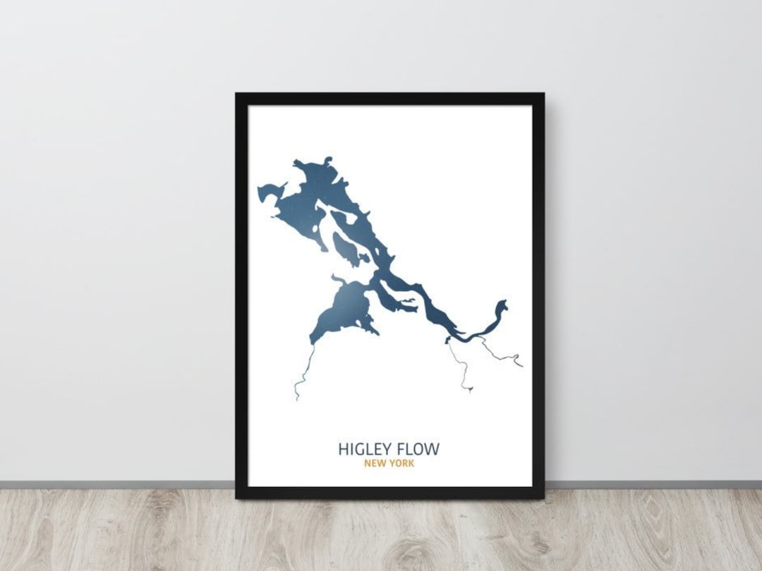Higley Flow Print Adirondack Park, New York State Park, Lake Map Art ...