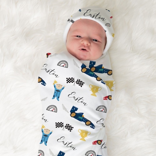 Personalized Race Car Baby Blanket Baby Boy Custom Name - Etsy