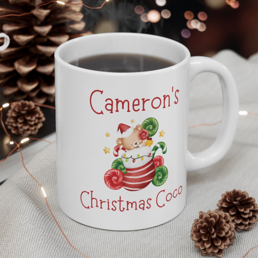 Personalized Hot Chocolate Mug , Kids Hot Cocoa Ceramic Mug , Xmas Bear ...