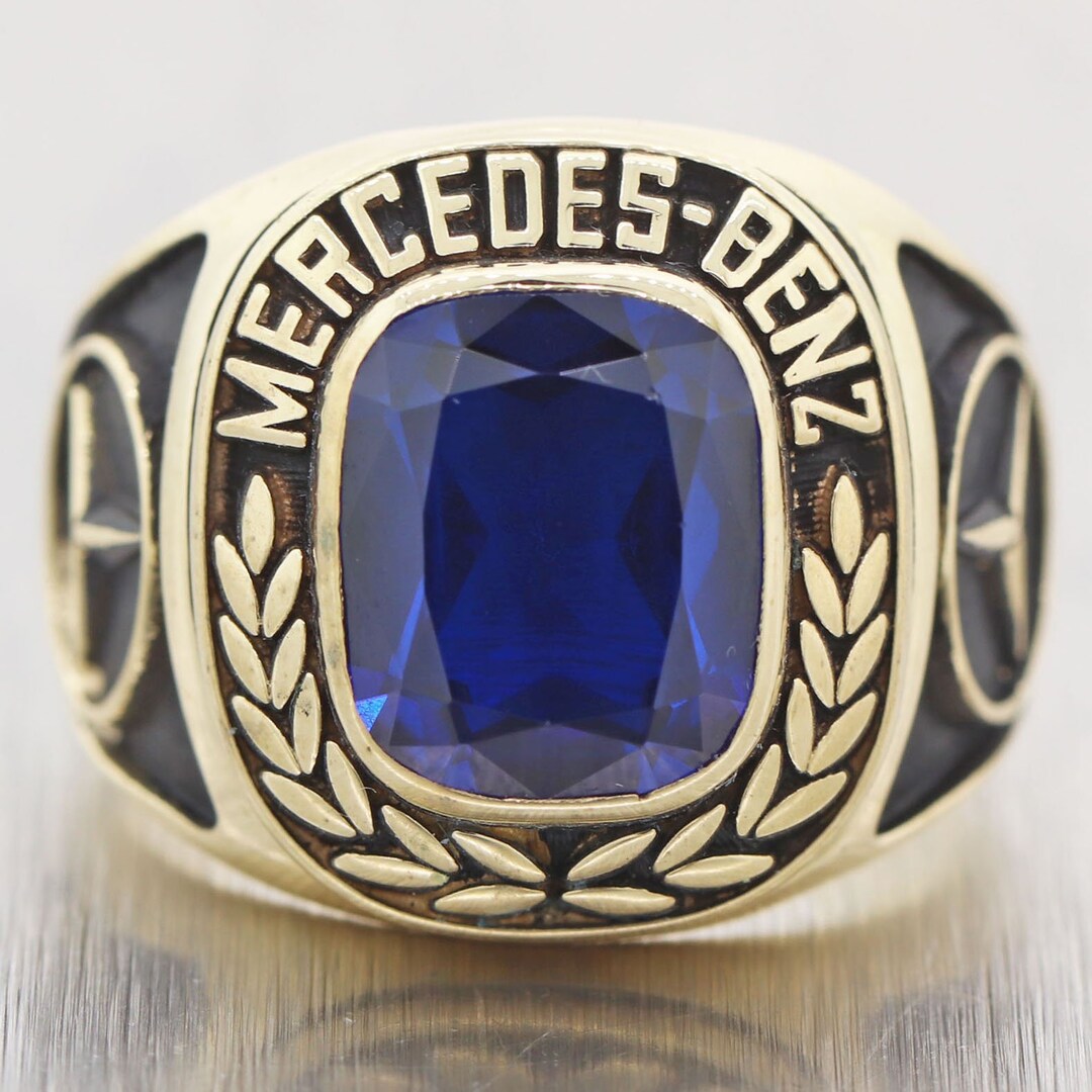 Mercedes Benz Logo Ring * Sterling Silver * Handmade * Black Enamel ...