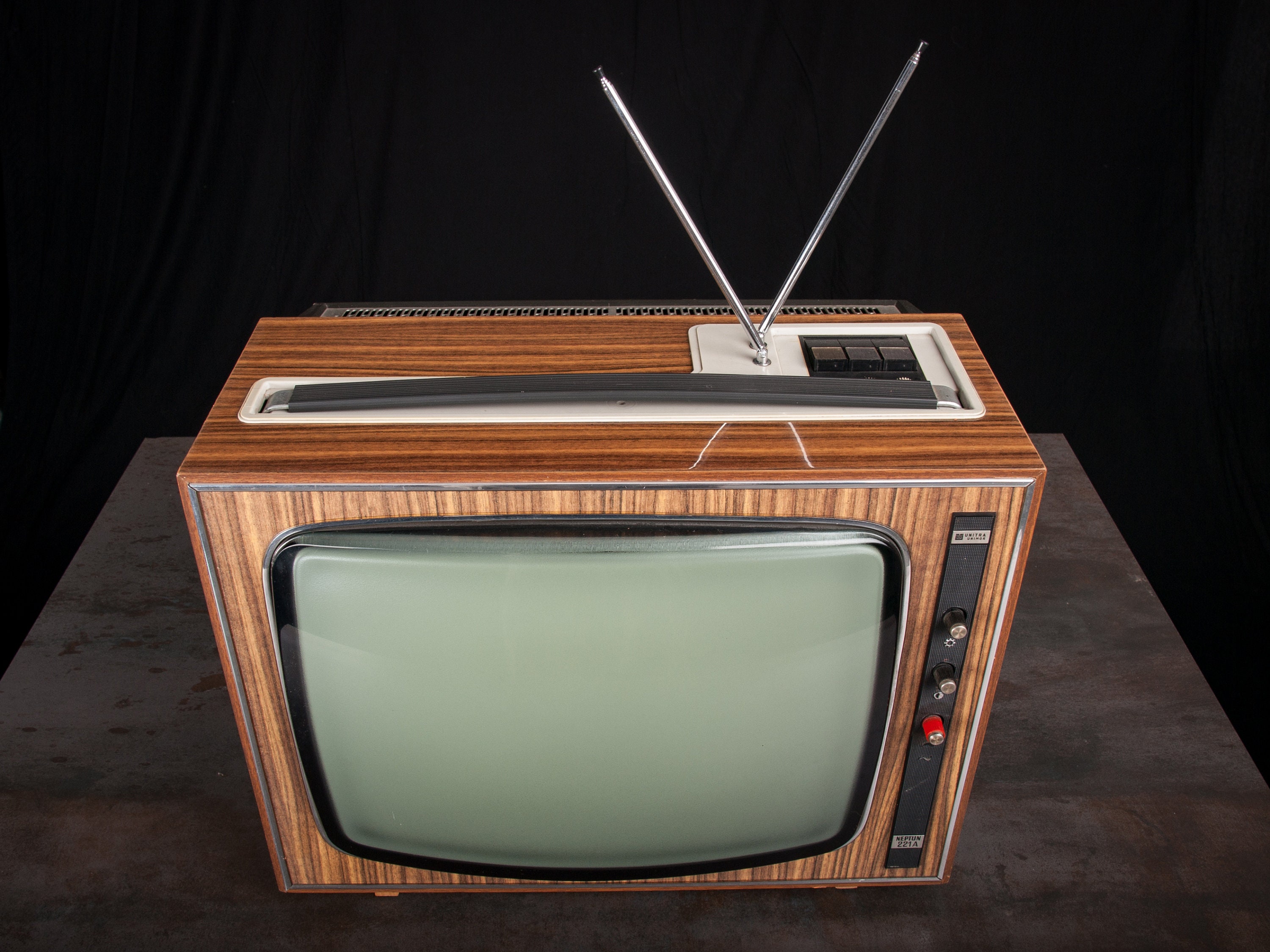 Old Black White Tv Set Unitra Unimor Neptun 221A Prl Retro Vintage ...