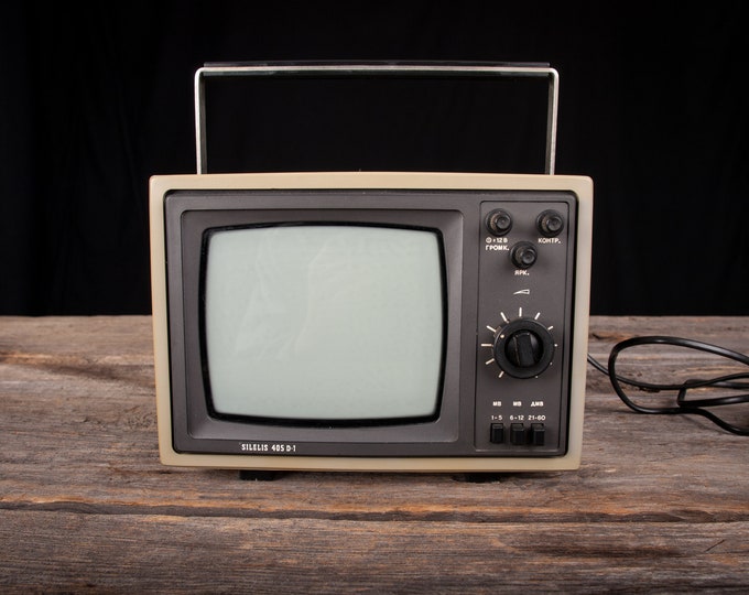 Old Soviet Black and White Tv Mini Portable Tourist Silelis 405 D-1 ...