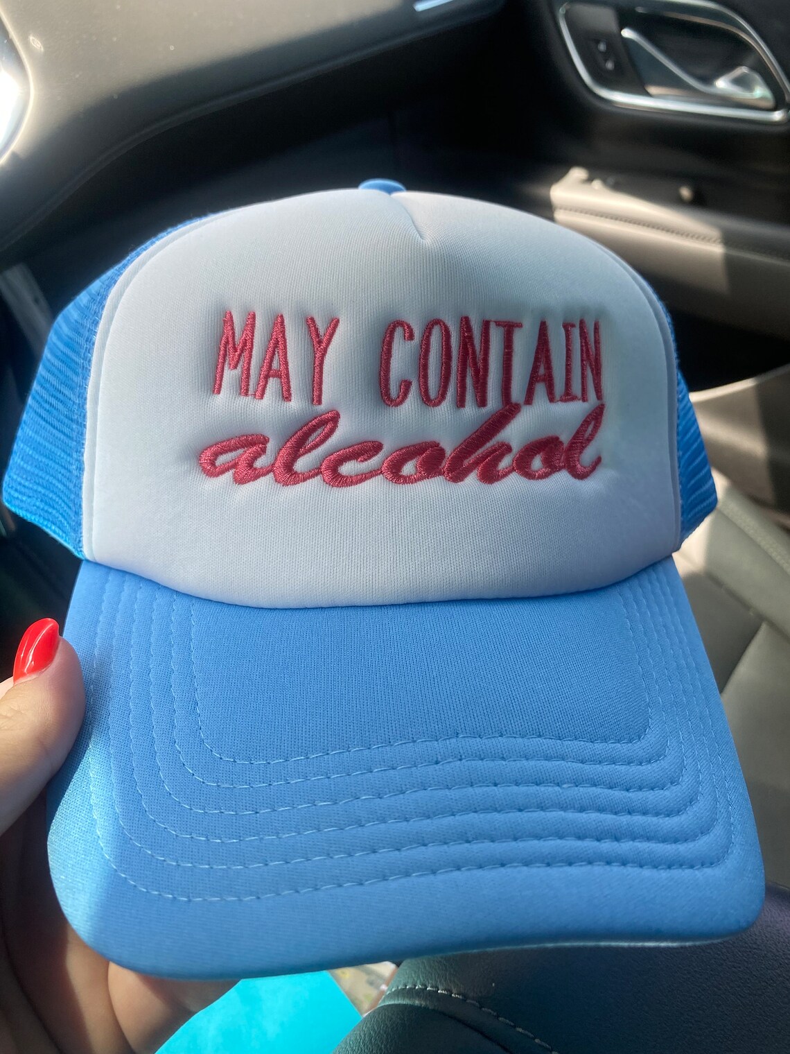 May Contain Alcohol Foam Trucker Hat | Carolina Blue - Etsy